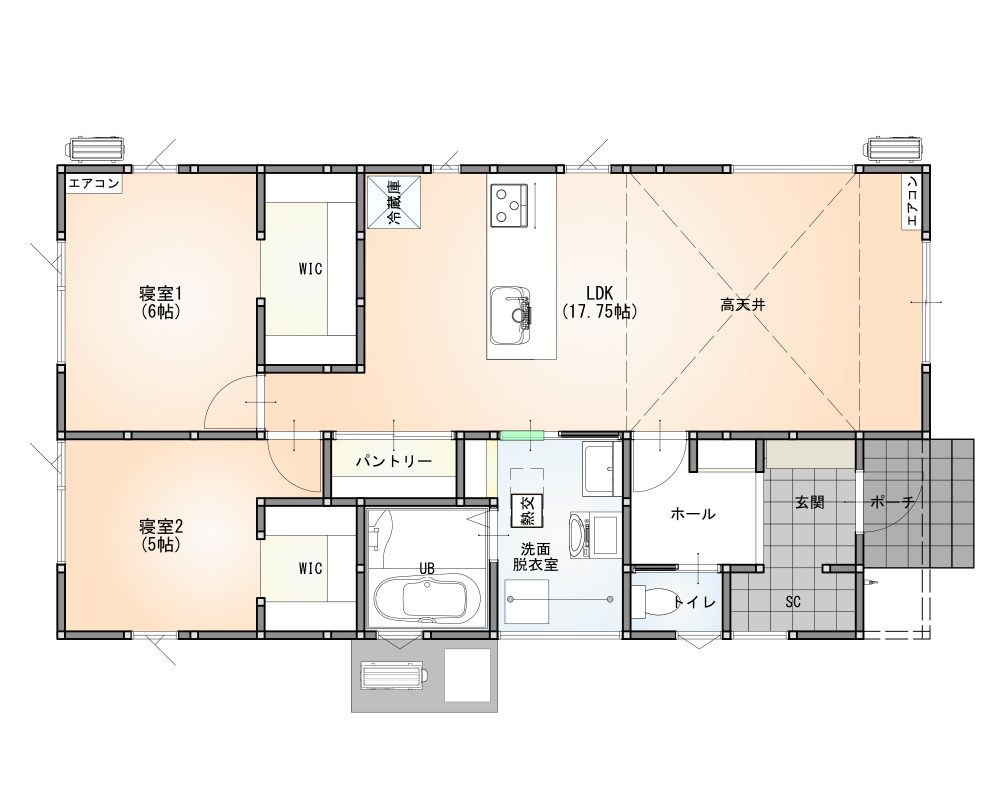 2LDK-22坪 - 新潟の平屋専門店｜新築の注文住宅なら平屋ベース